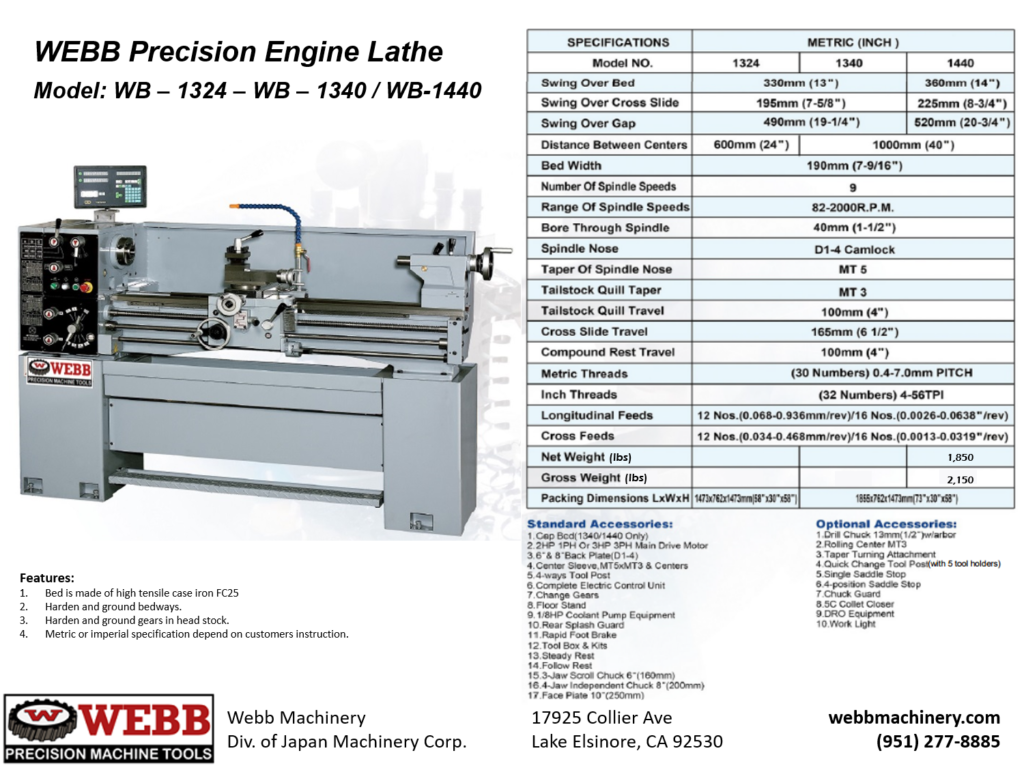Webb WB 1440 Series - Webb Machinery